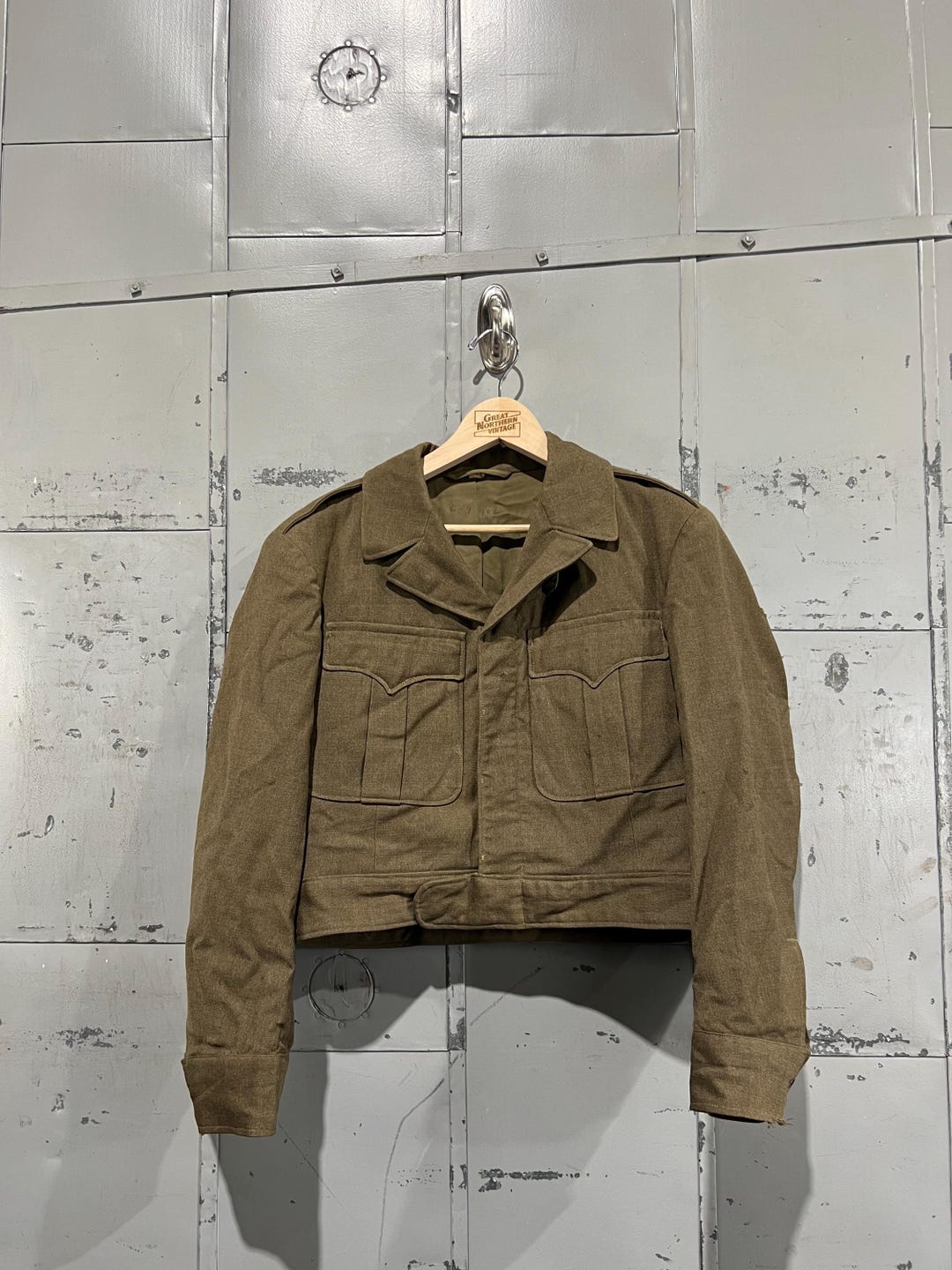 WWII Ike Jacket Cropped Us Army Jacket Size 38s Green Wool With Patches ...