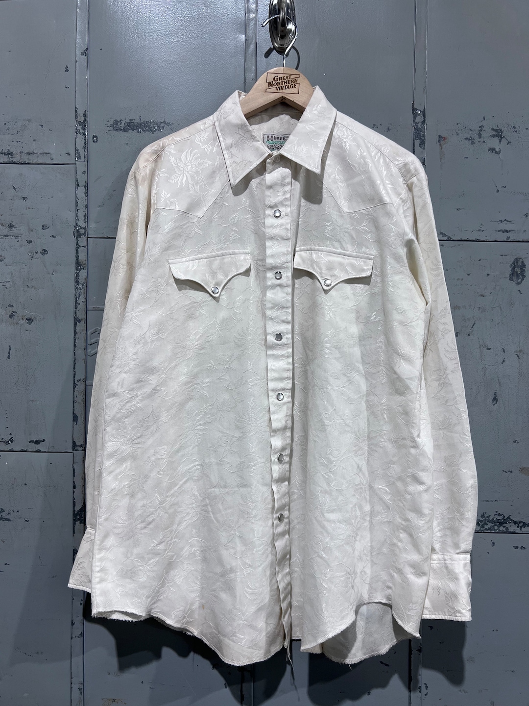 1970’s H Bar C Floral Tonal Print Western Long Tail Pearl Snap Shirt - Etsy