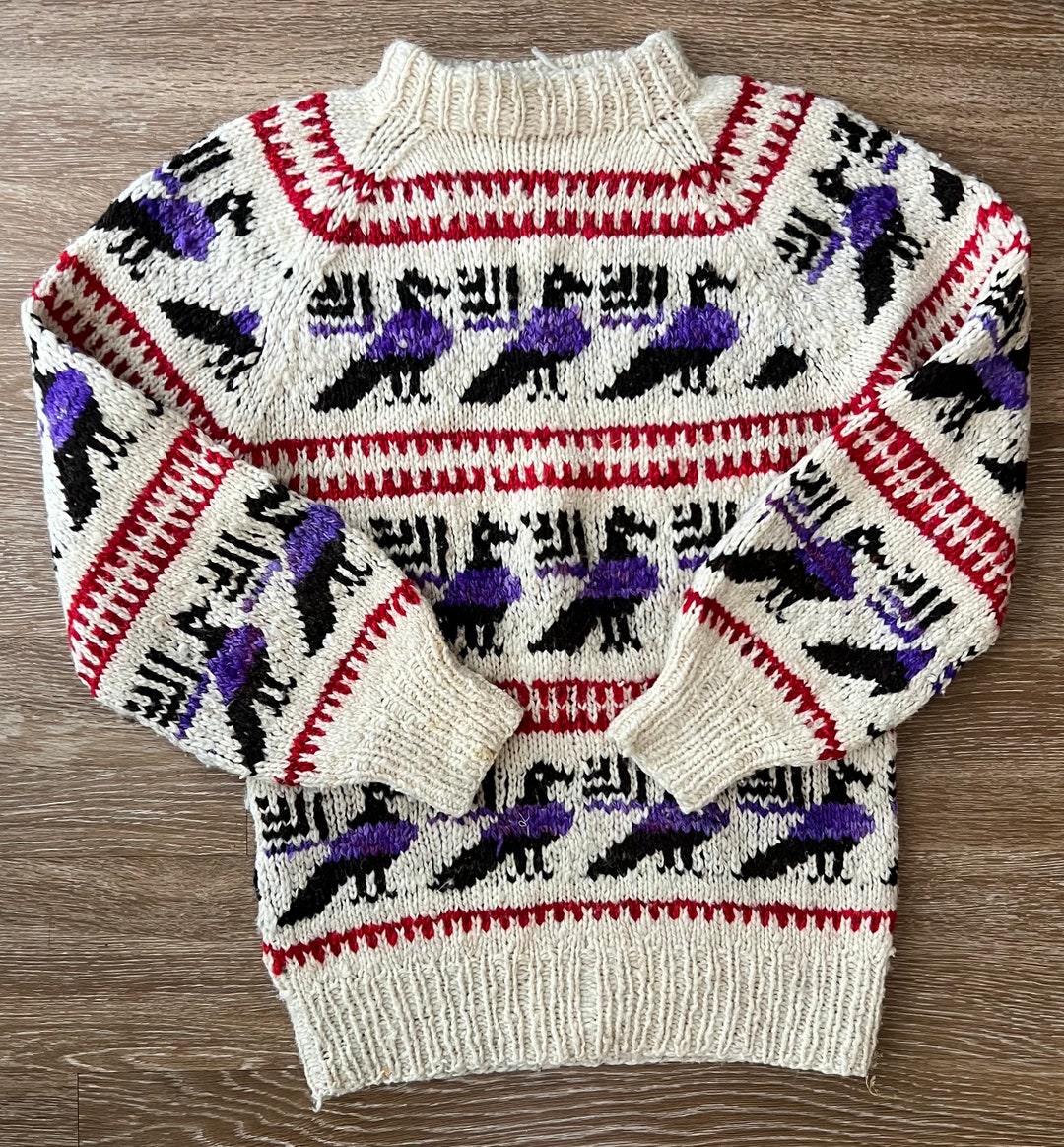 Vintage Ecuadorian Wool Bird Sweater - Etsy