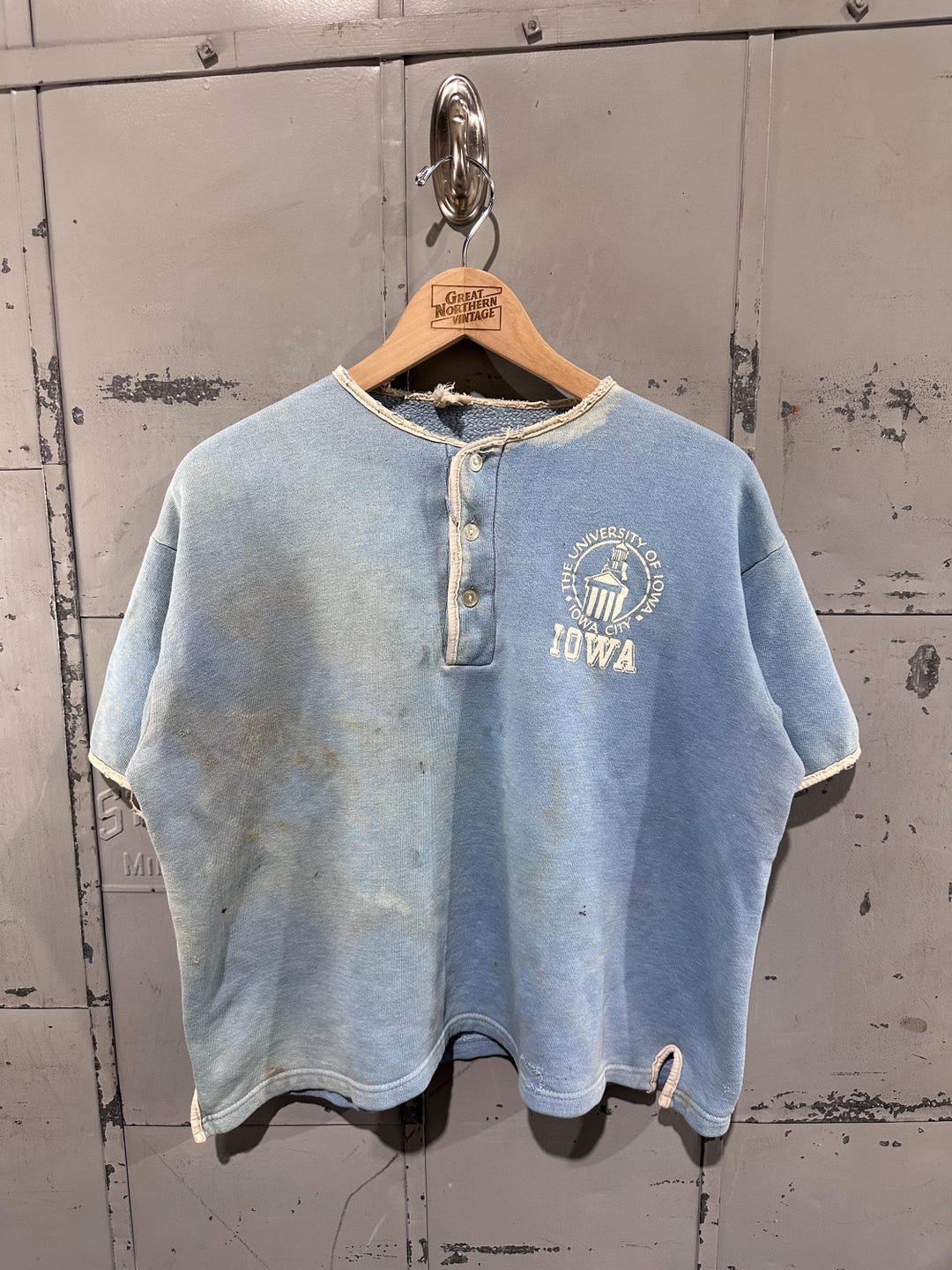 True Vintage 60s Distressed Blue Colligate University of Iowa Americana ...