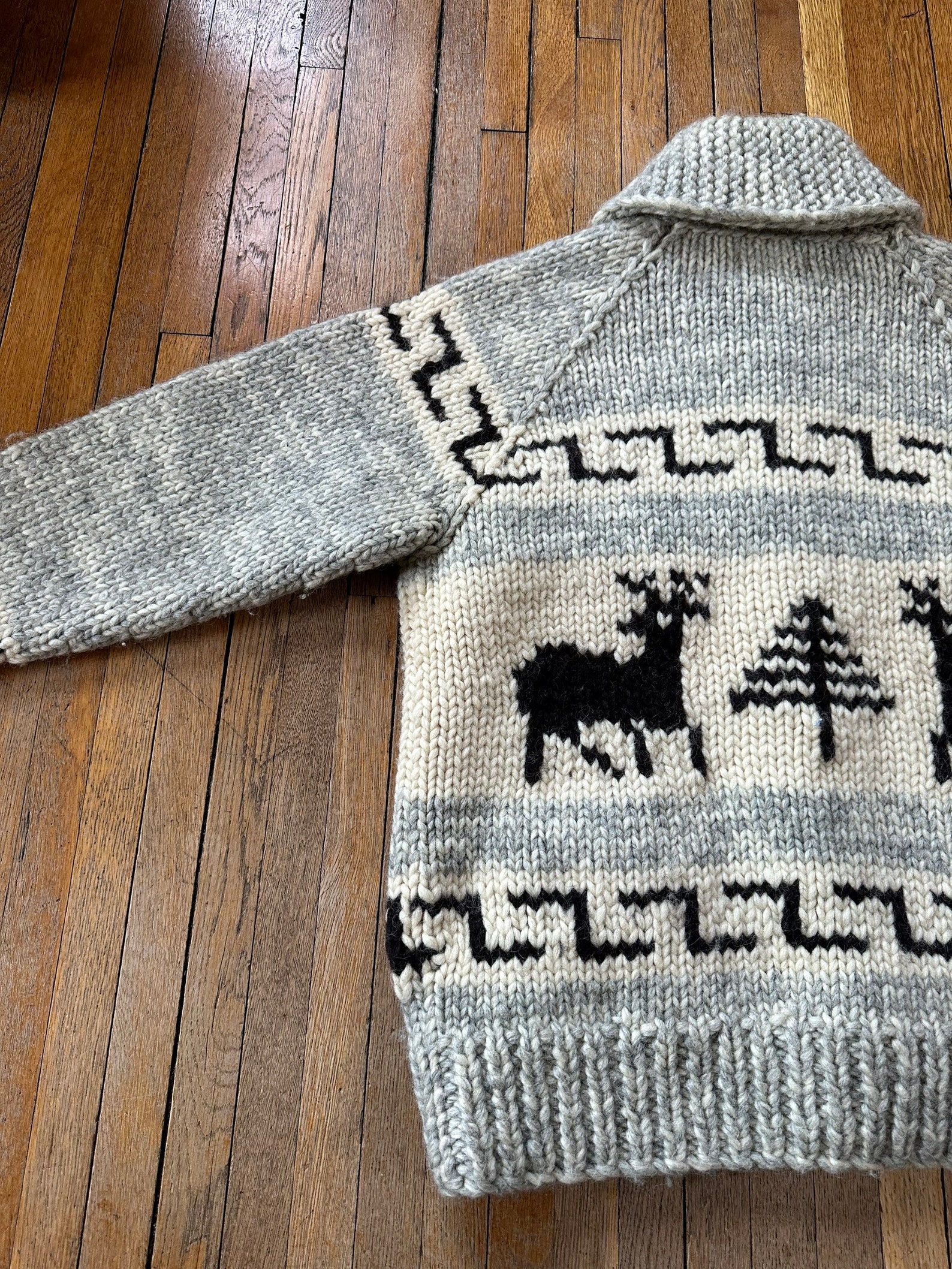 Deer Cowichan Sweater Vintage Made in Canada Kanata Hand Knit Handmade ...