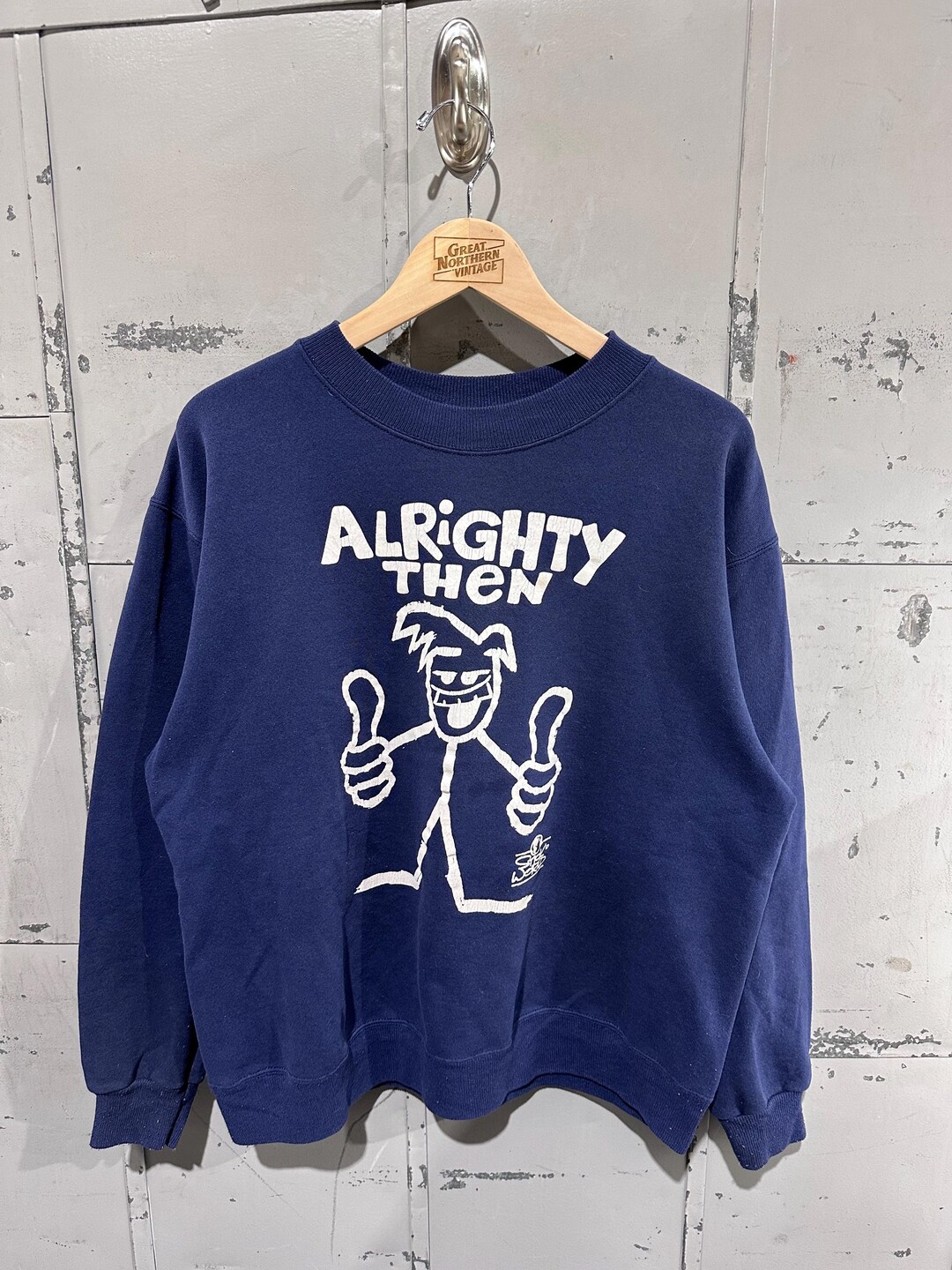 Vintage 90s "alrighty Then" Stick Man Navy Humorous Cozy Crewneck ...