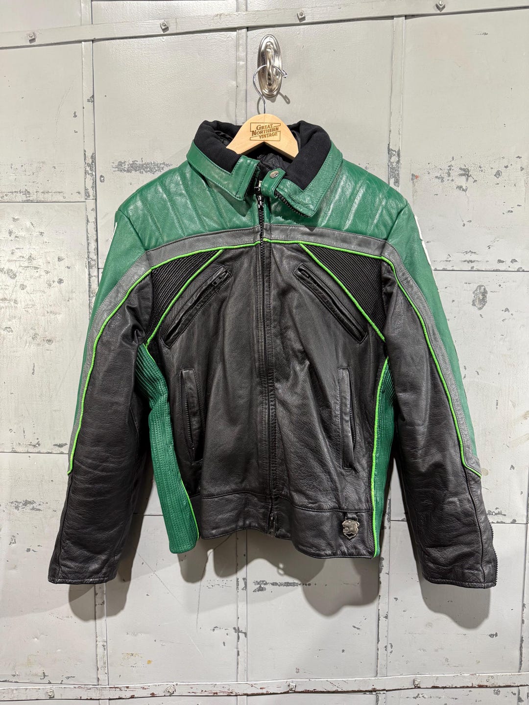 Vintage Arctic Cat Leather Jacket Snowmobile in Green and Black - Etsy