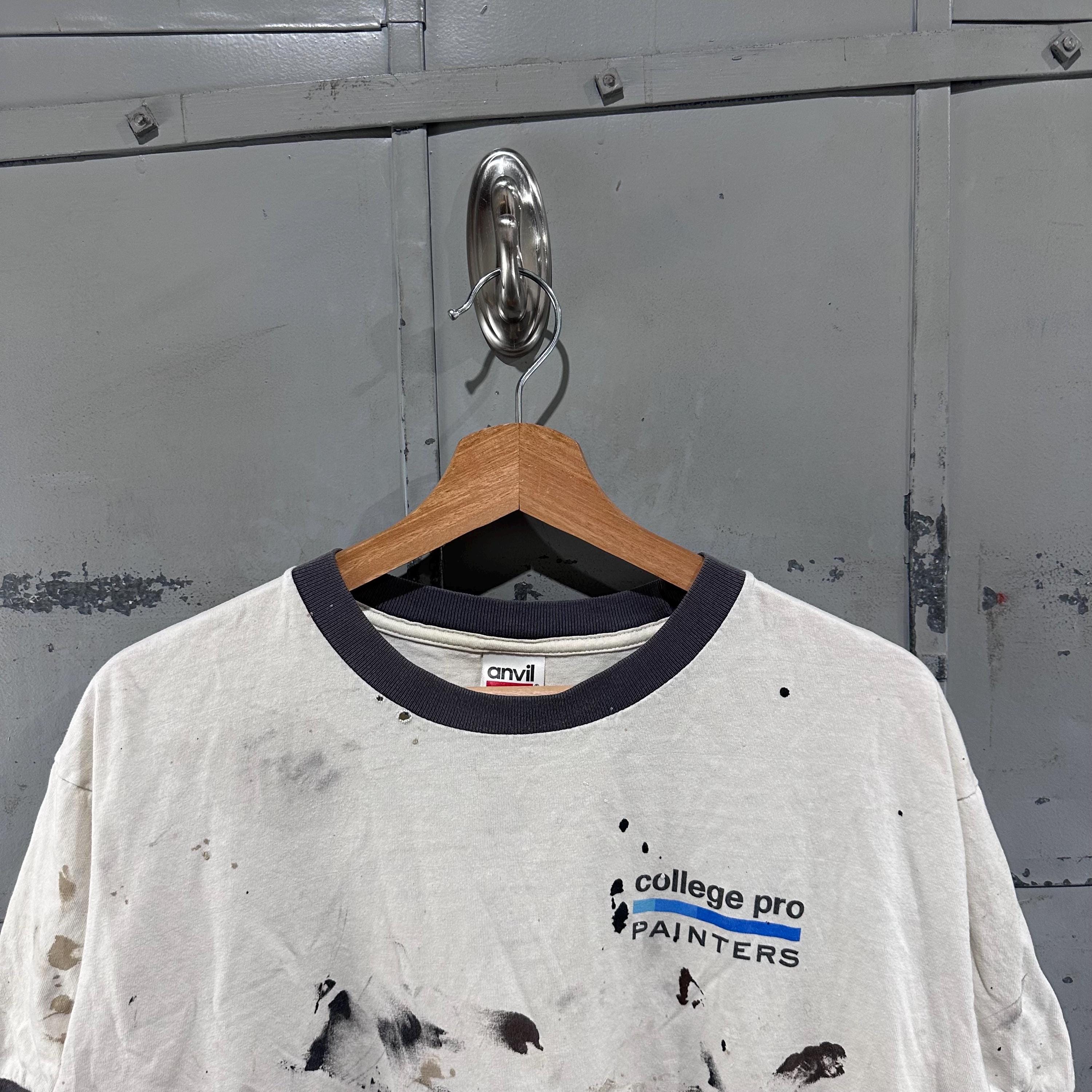 Vintage Paint Splattered Painter Ringer College Pro Distressed Art ...