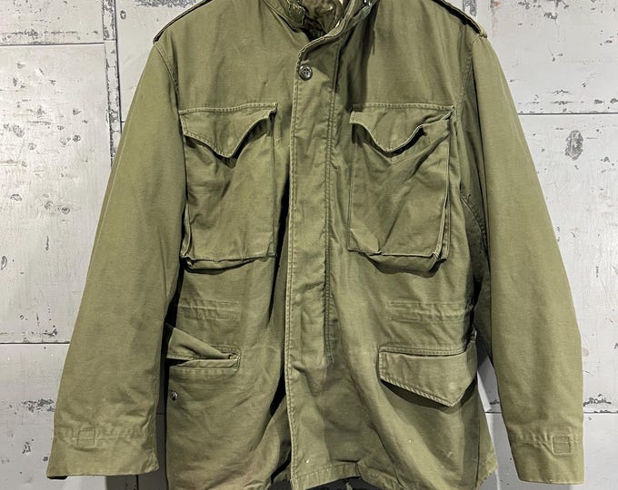 Vintage M65 Field Jacket Og 107 Sateen Cotton Olive Green Coat Military Army Size Short Small ...