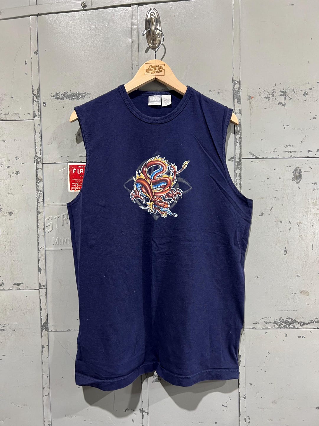 Vintage Y2k Utility Cut off Dragon Streetwear T Shirt Graphic Tshirt ...