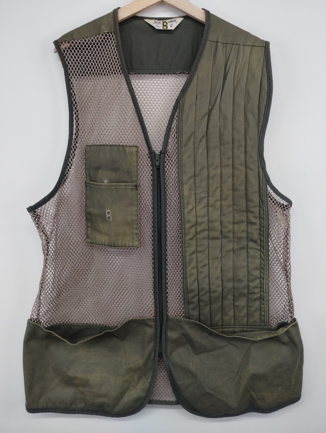 XL 70s Bob Allen Hunting Cargo Vest Jacket Outdoors Cotton Beige 1990s ...