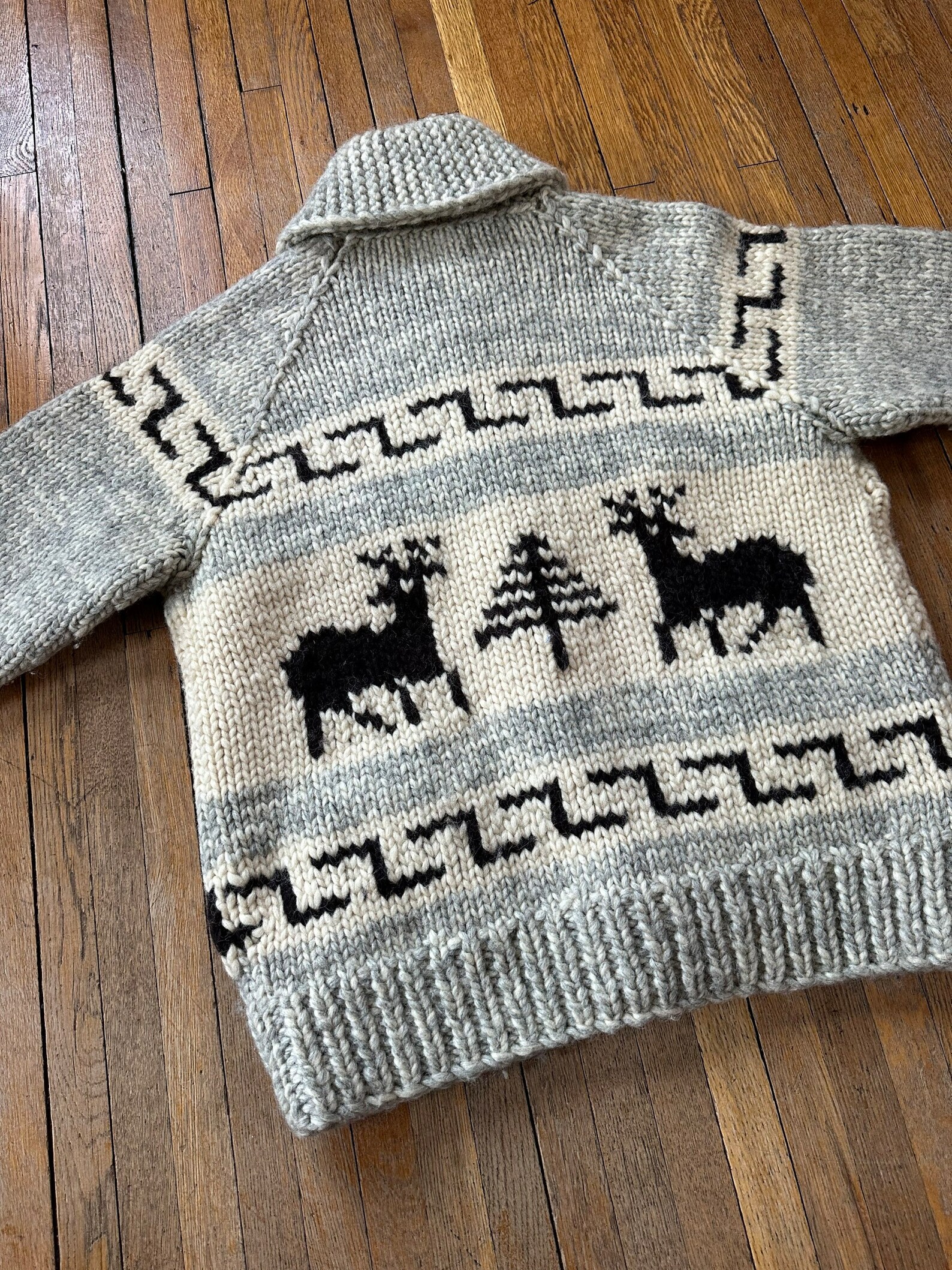 Deer Cowichan Sweater Vintage Made in Canada Kanata Hand Knit Handmade ...