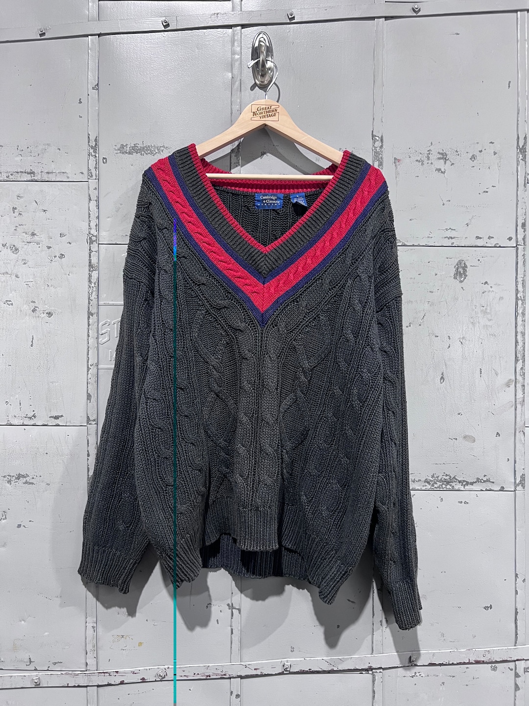 80s, L Cambridge Classics V Neck Pullover Cable Knit Sweater - Etsy