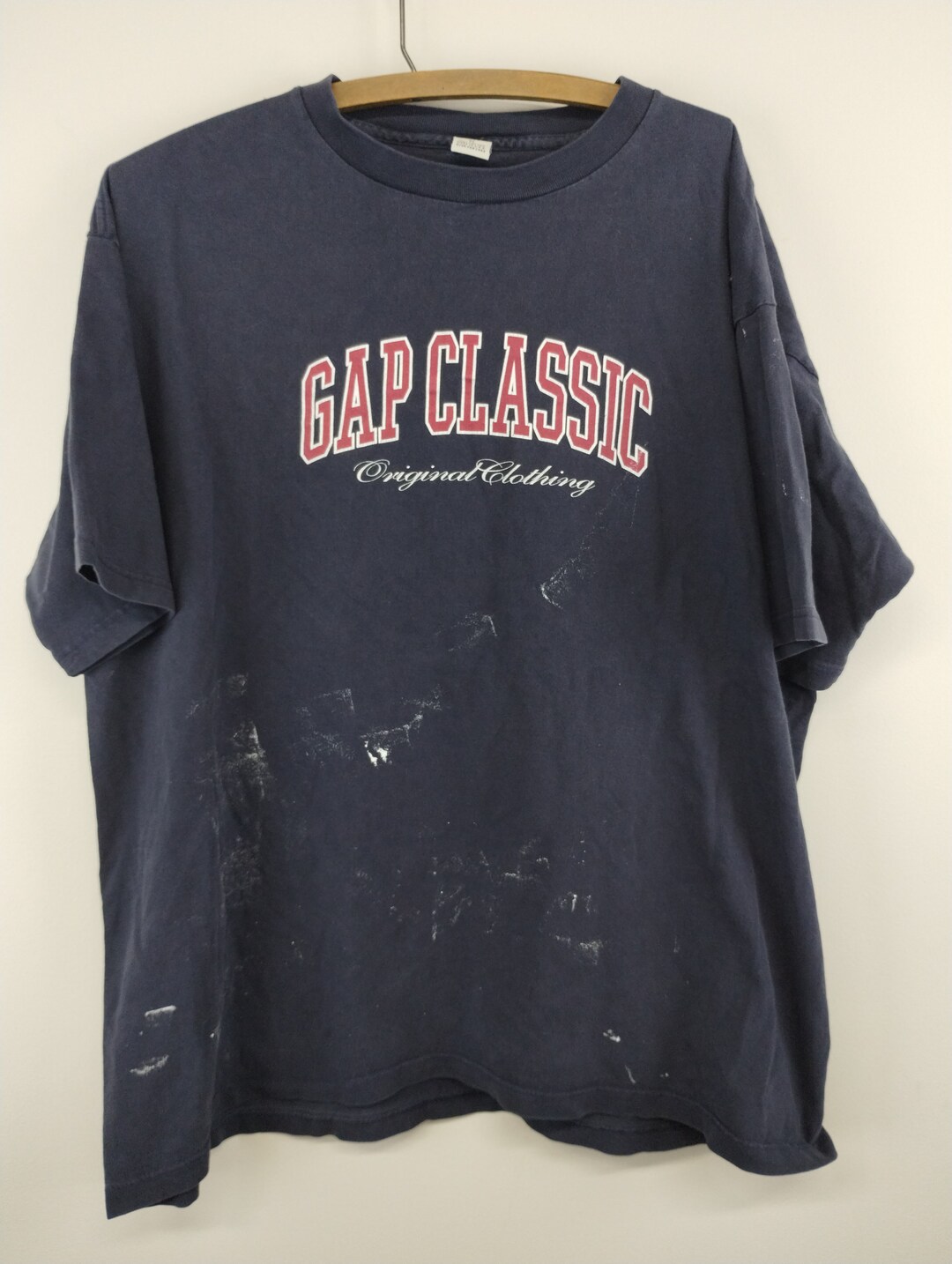 XL 90s Gap Paint Splattered Arc Logo Navyt-shirt Xlarge 1990s 2000s Gorp Granola Hiking USA ...