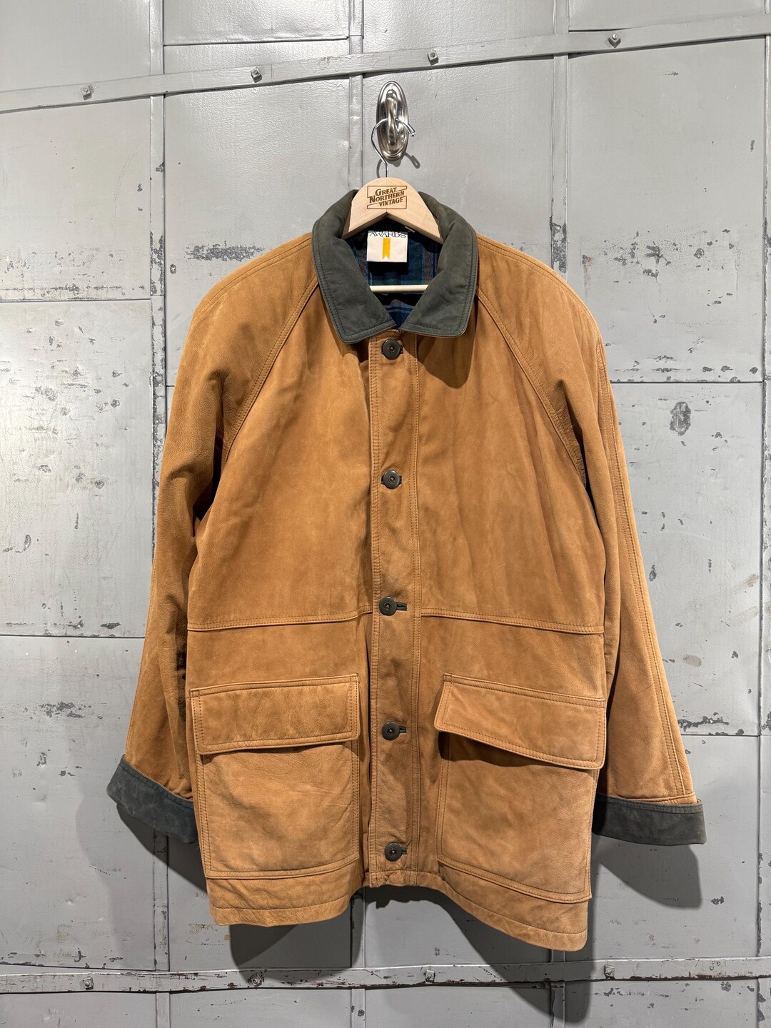 Vintage Leather Chore Jacket Barn Coat Flannel Lined Barn Leather ...