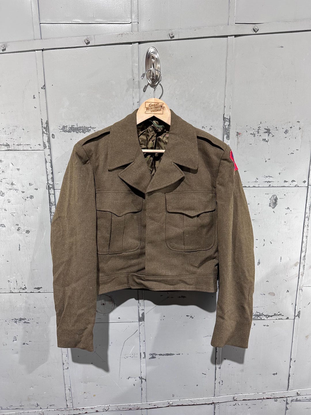 WWII IKE Jacket Cropped Us Army Jacket Size 38 Small Green Wool With ...