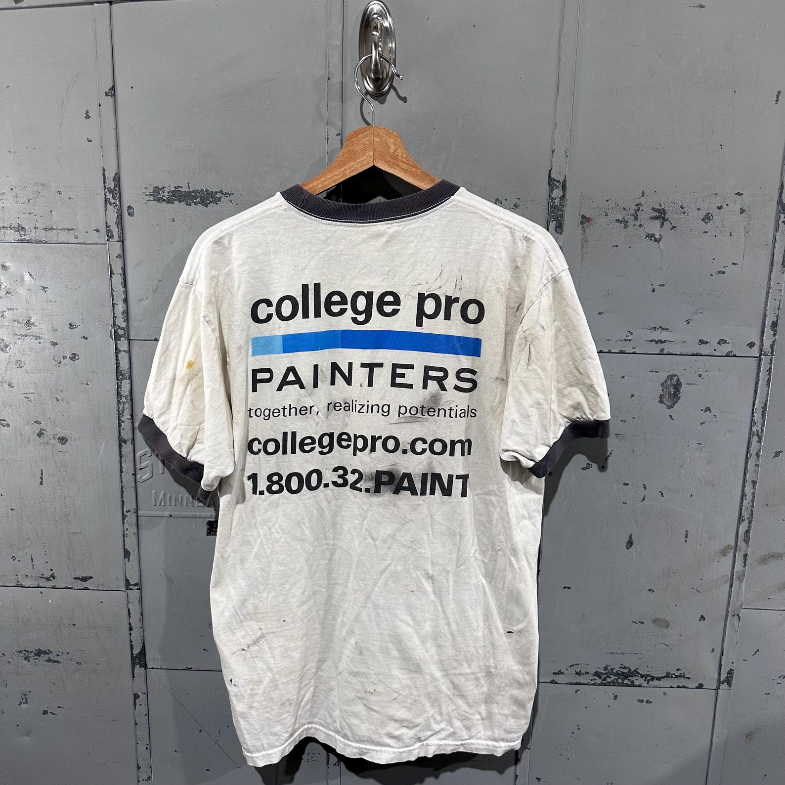 Vintage Paint Splattered Painter Ringer College Pro Distressed Art ...