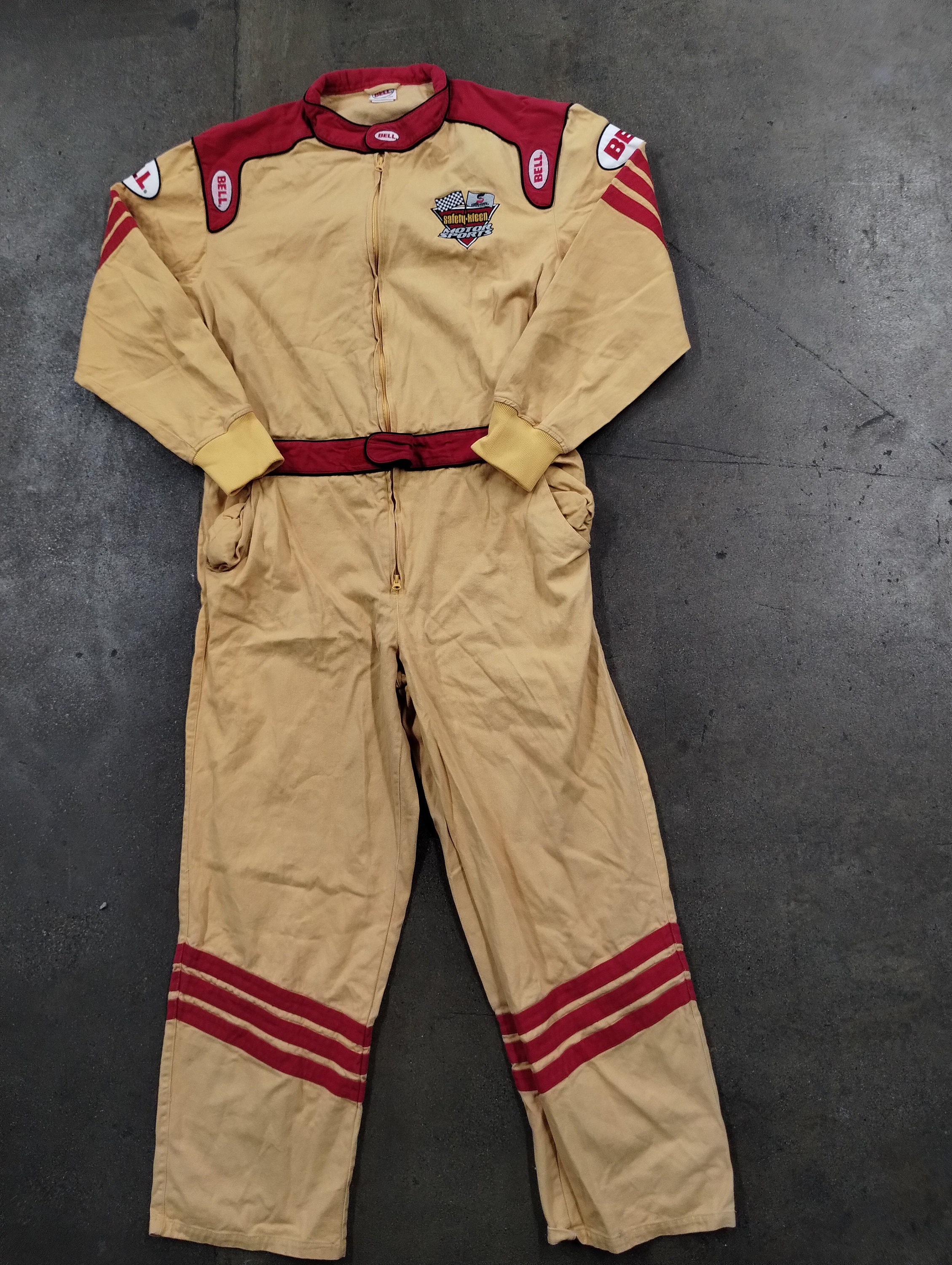 XXL 90's Bell Helmets Safety Kleen Yellow Red Coveralls XXL 90's Bell Helmets Safety Kleen Yellow Red Coveralls
