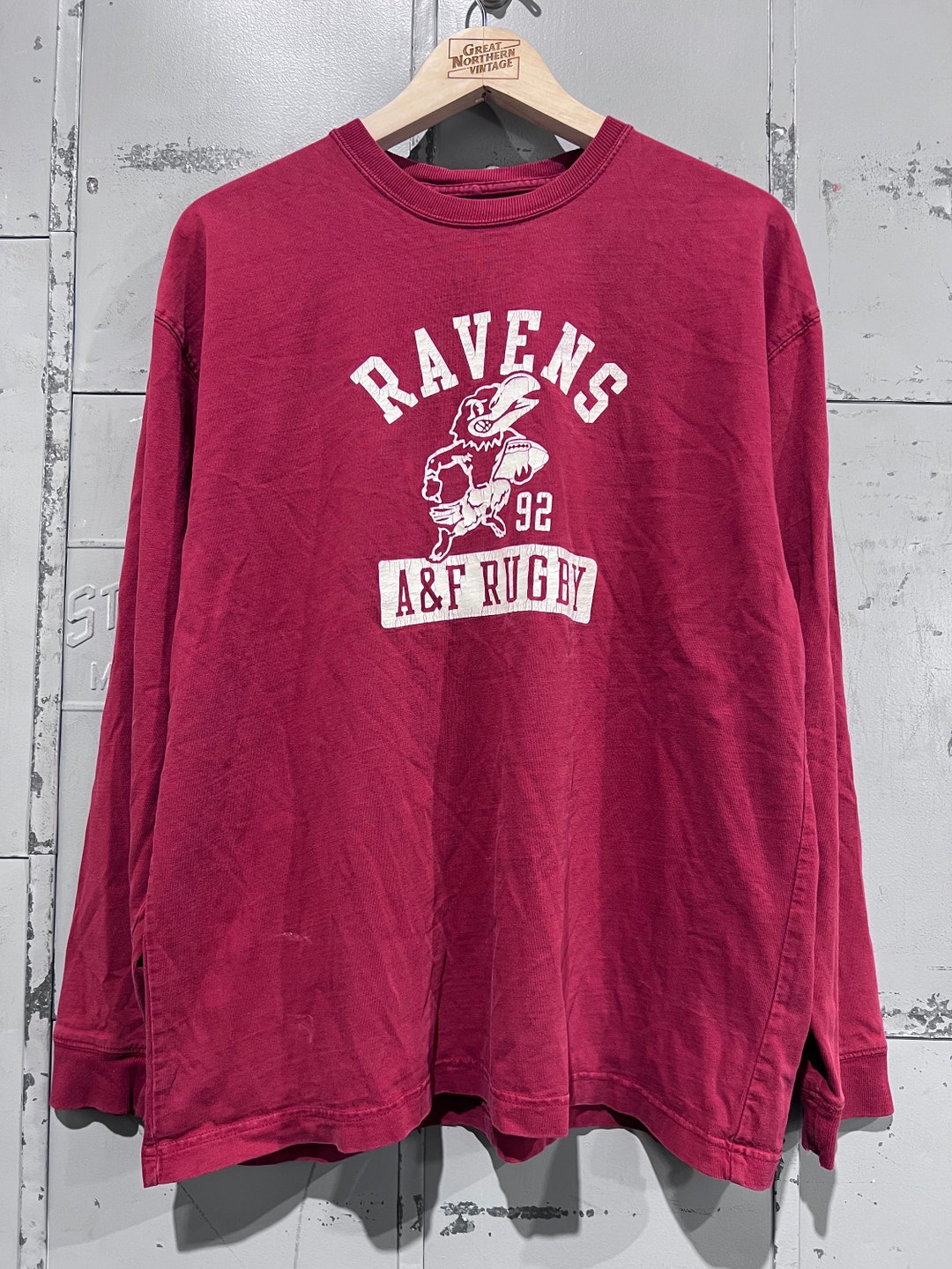 Vintage Medium Men’s Abercrombie & Fitch Ravens Rugby Shirt Maroon ...