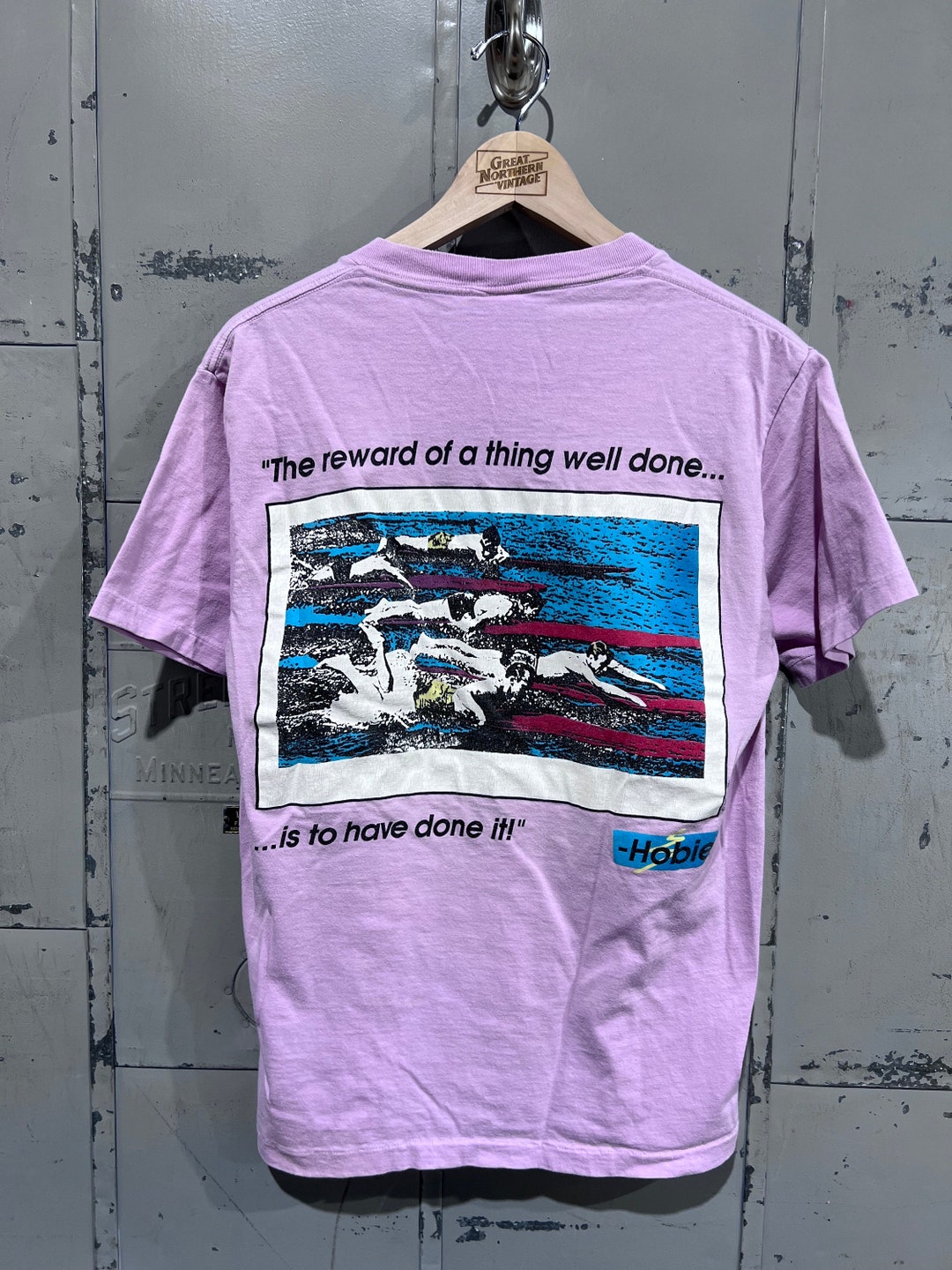 Size Large Hobie Brand Surf Company Surfing 1980s Graphic T Shirt Pink ...