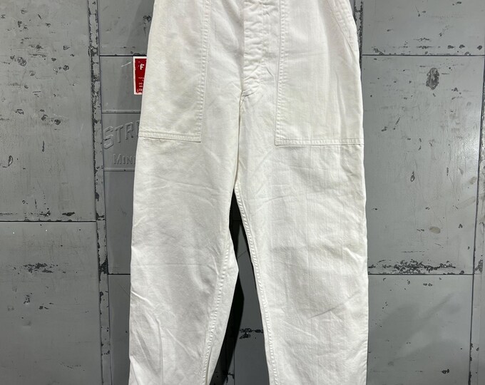 28” 60s US Navy Baker Trousers Shorts White Button Fly , Cotton Fabric ...