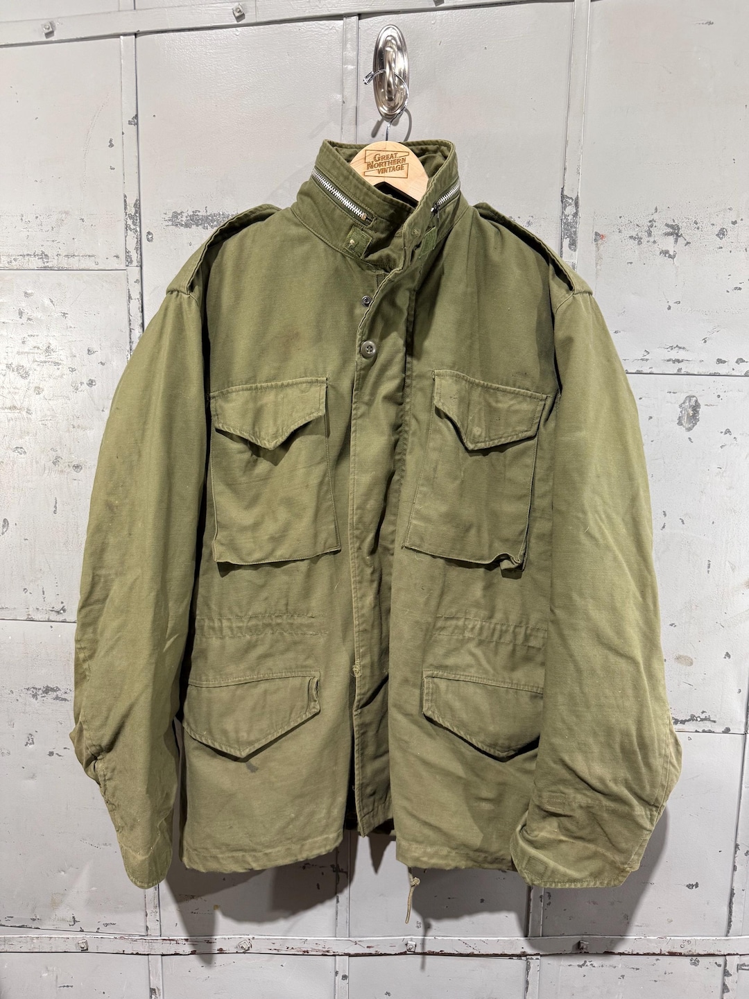 Vintage M65 Field Jacket OG 107 Olive Green Coat, Military Army Medium ...