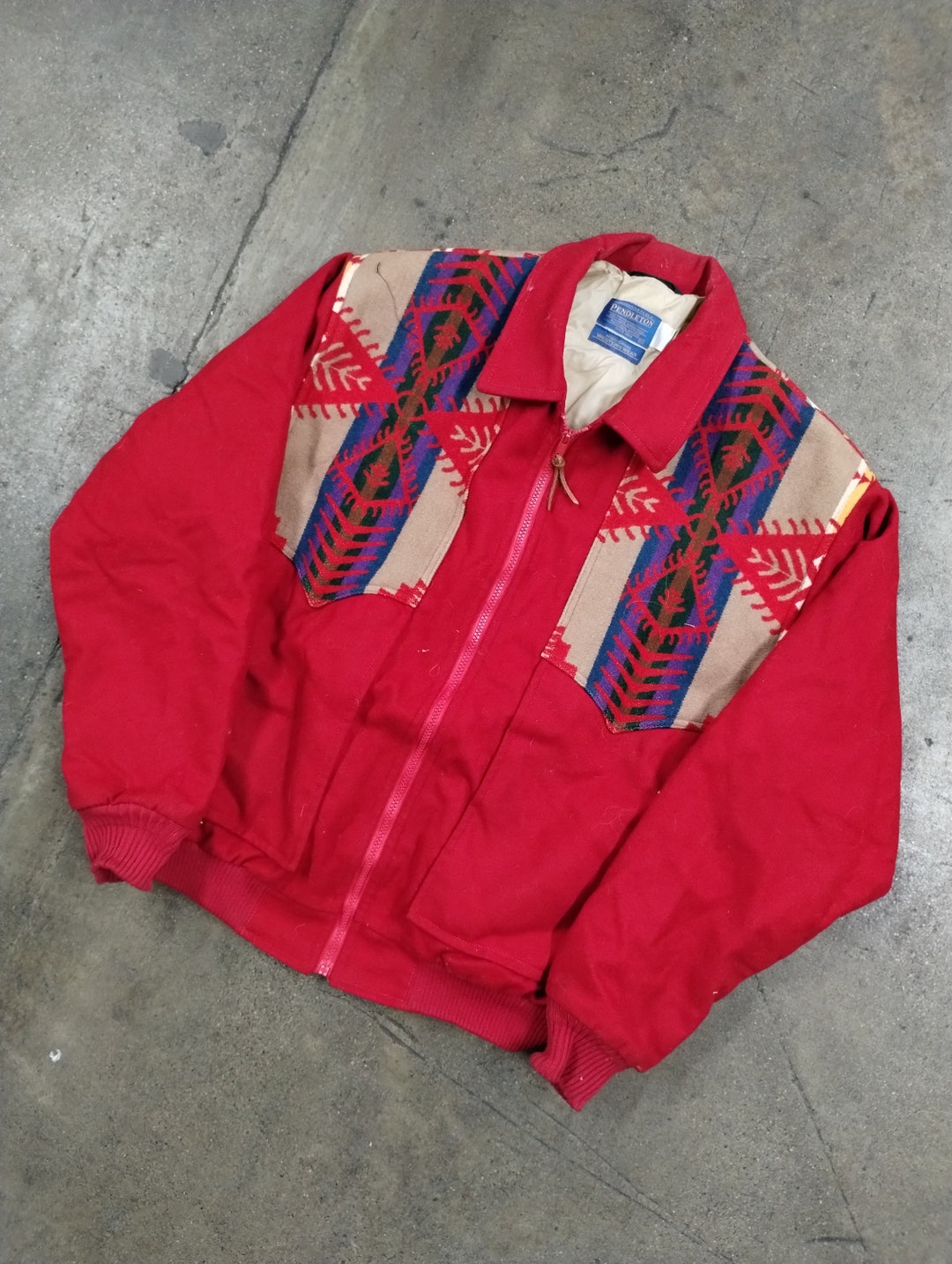 XL 90s Pendleton Wool Red Chief Joseph Western Bomber Jacket Black ...