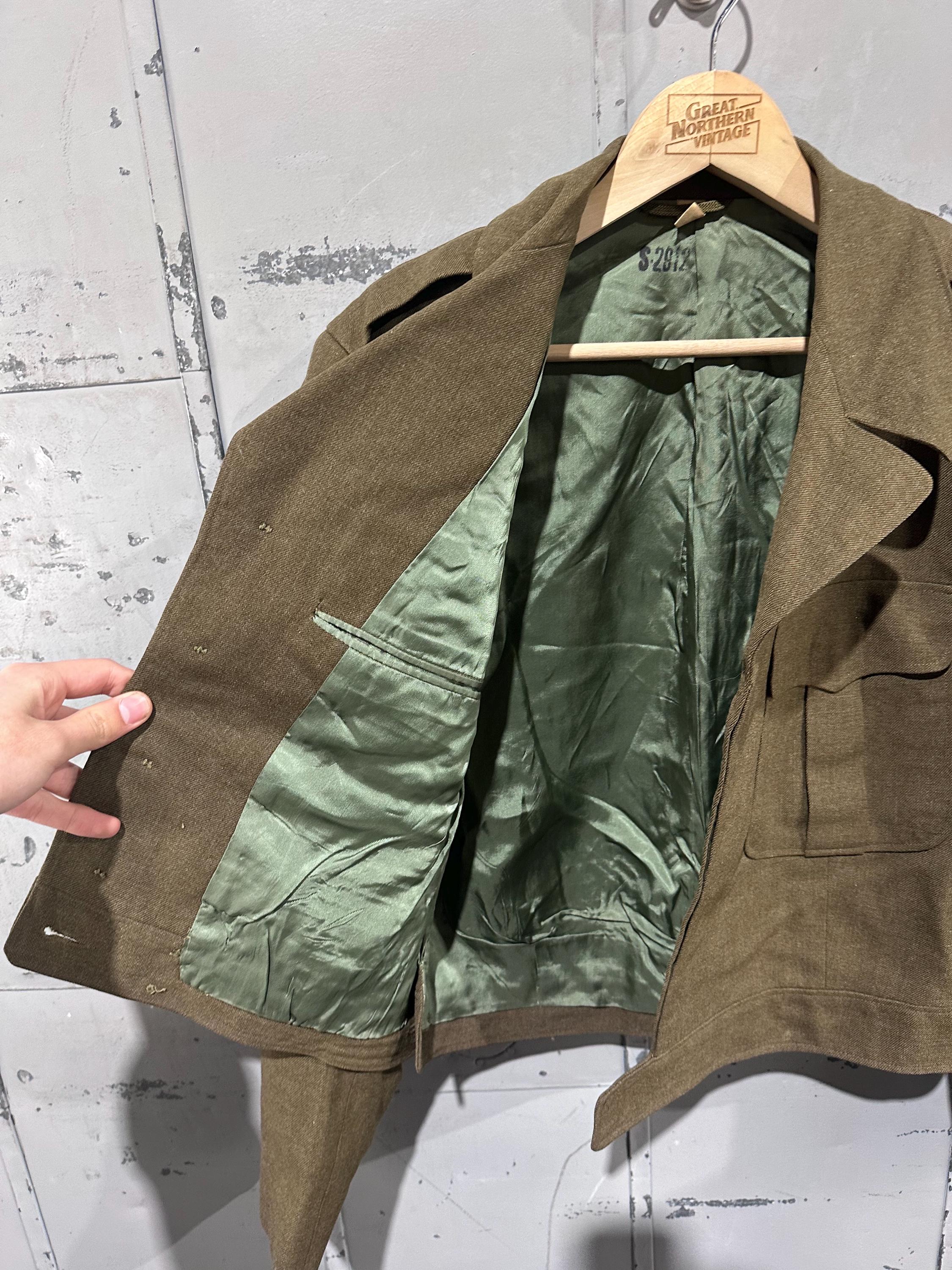 WWII Ike Jacket Cropped Us Army Jacket Size 40 Long Green Wool With ...