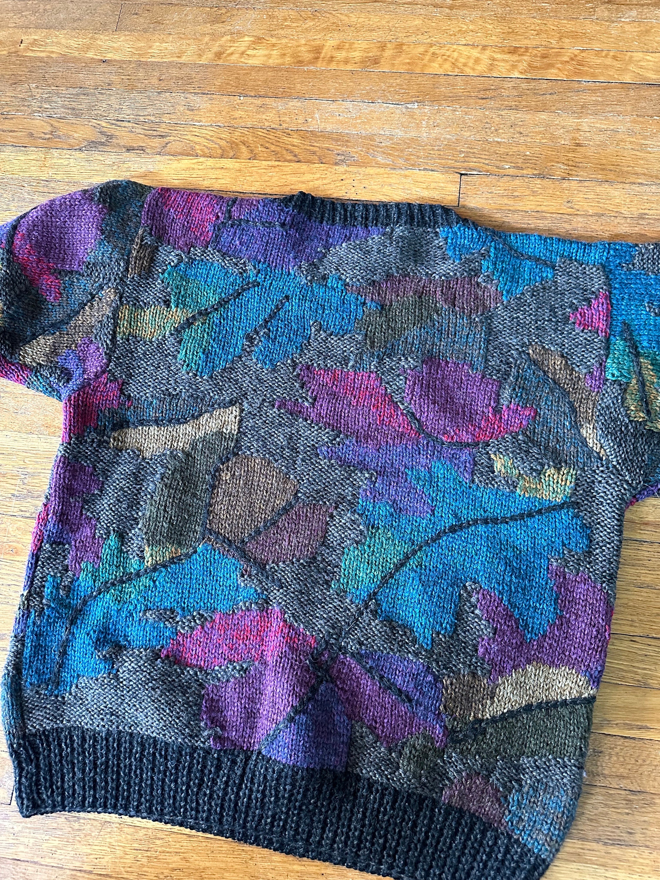 80s Hand-knit Mark Shale Abstract Pure Wool Color Block Size - Etsy