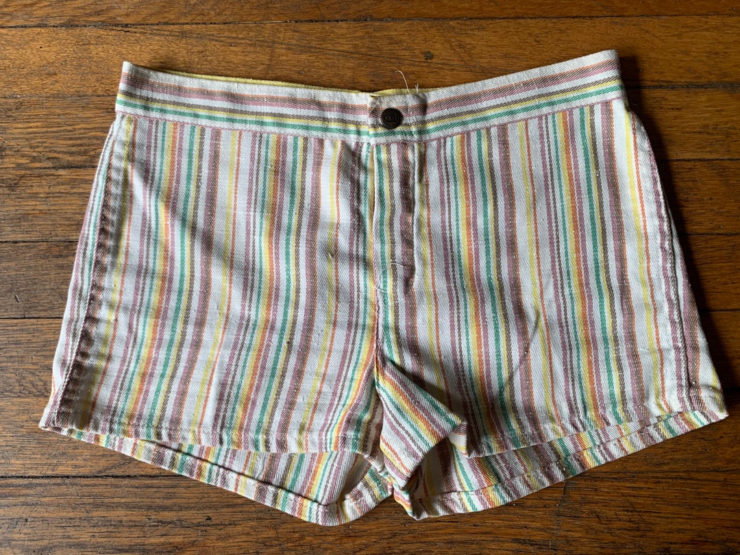 70s USI Multicolored Stripe Short Shorts - Etsy