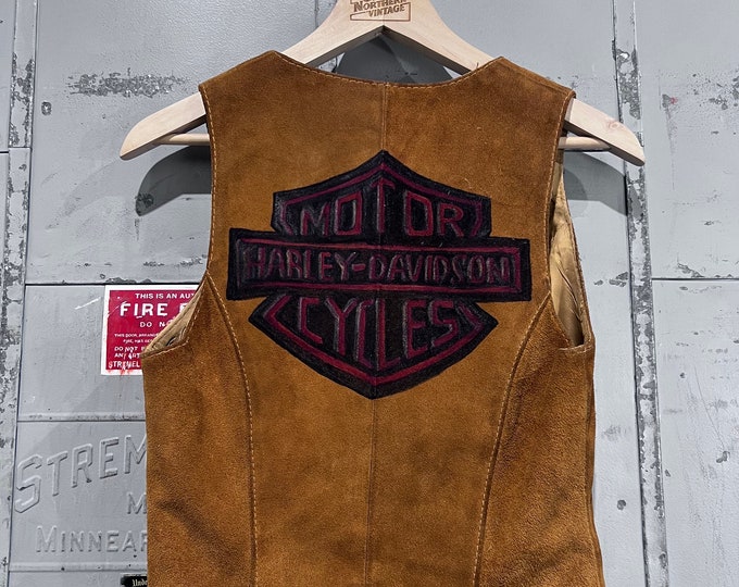 70s Size Extra Small Altman Suede Hand Painted Harley Davidson Leather ...