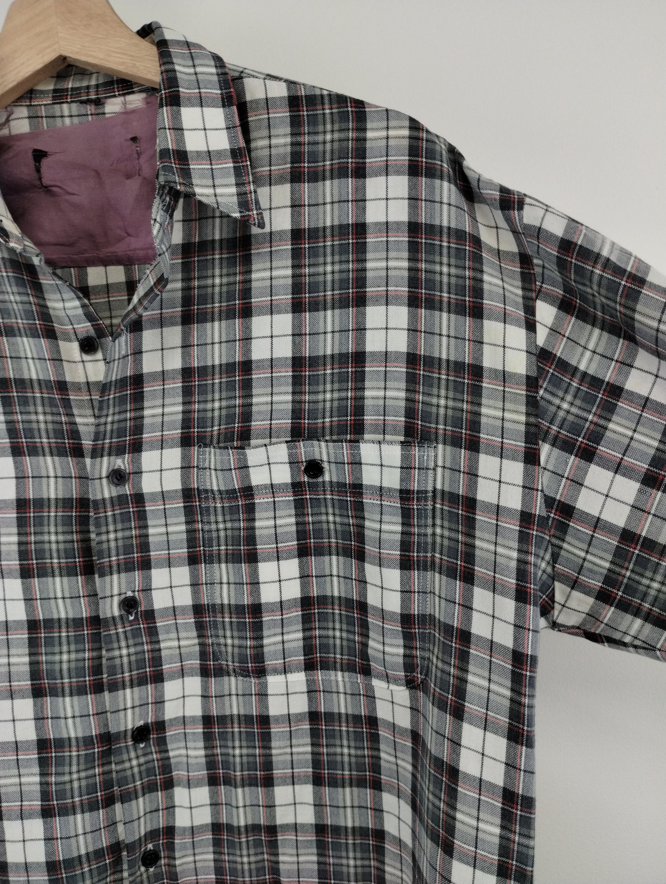 M 70’s Plaid Flannel Overshirt Olive Green Medium Shacket Cotton 1970s ...