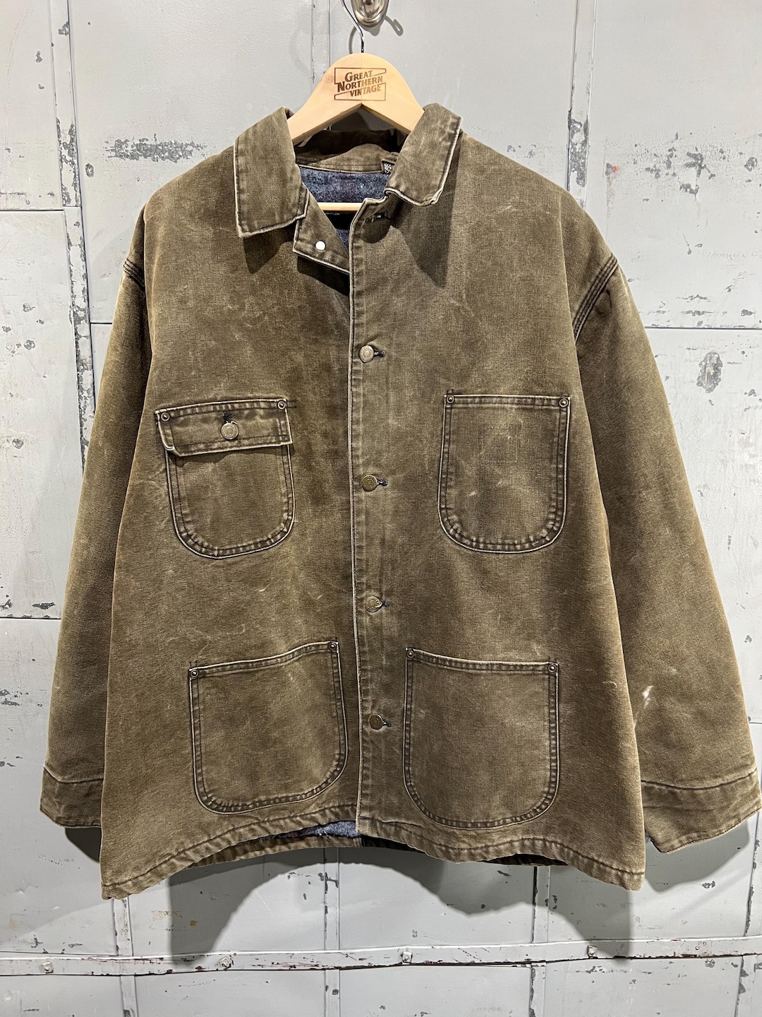 XXL 90s Carhartt Chore Jacket Workwear Jacket Faded Brown Canvas ...