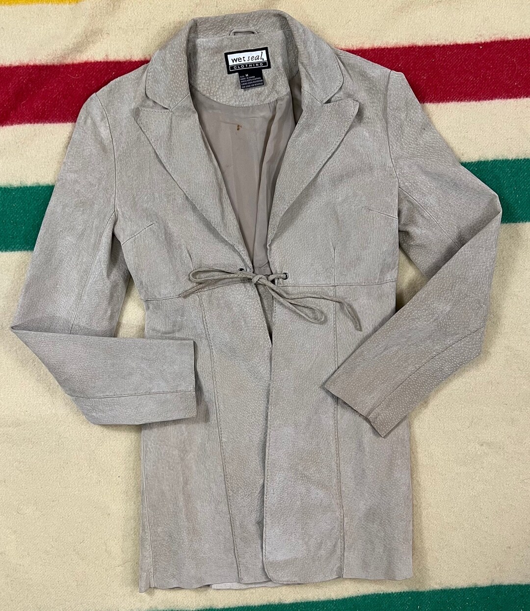 Y2K Wet Seal Long Suede Leather Jacket Womens Medium - Etsy