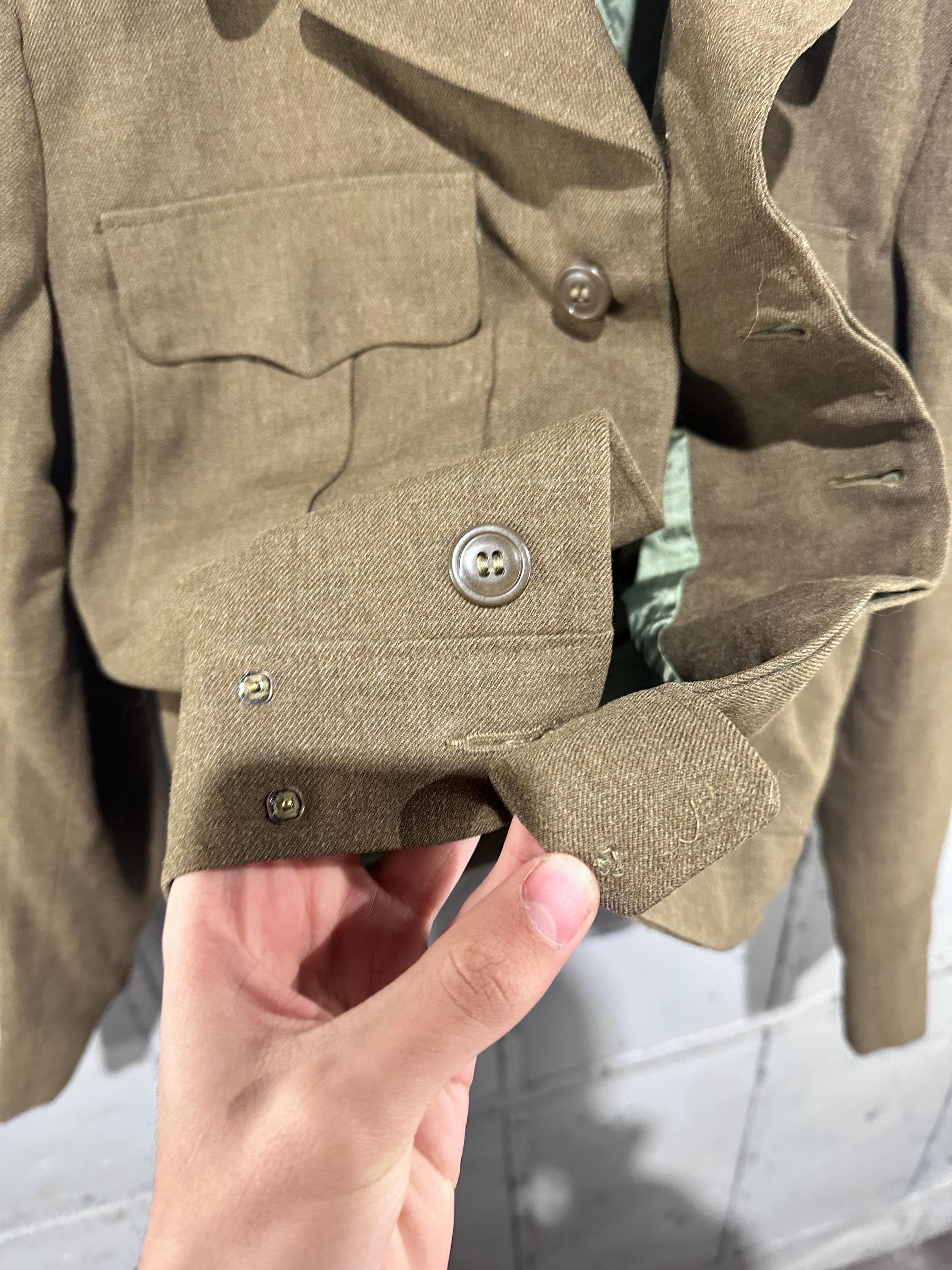WWII Ike Jacket Cropped Us Army Jacket Size 40 Long Green Wool With ...