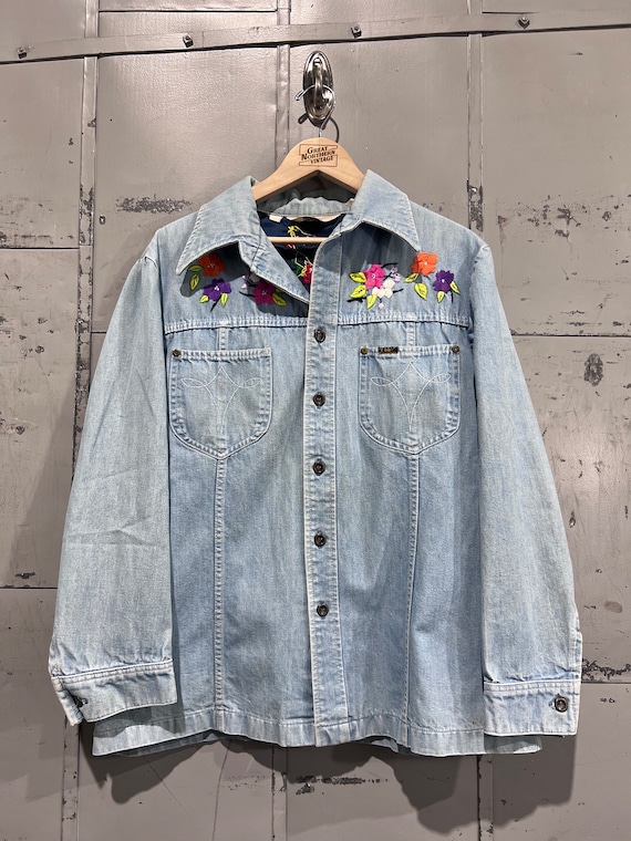 Vintage Lee Denim Hand Painted Cockatoo And Hibiscus … - Gem