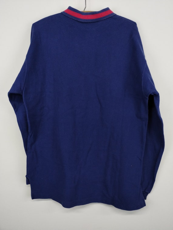 L 80s Izod Lacoste Rugby Shirt 1990s 1980s Cotton Blu… - Gem