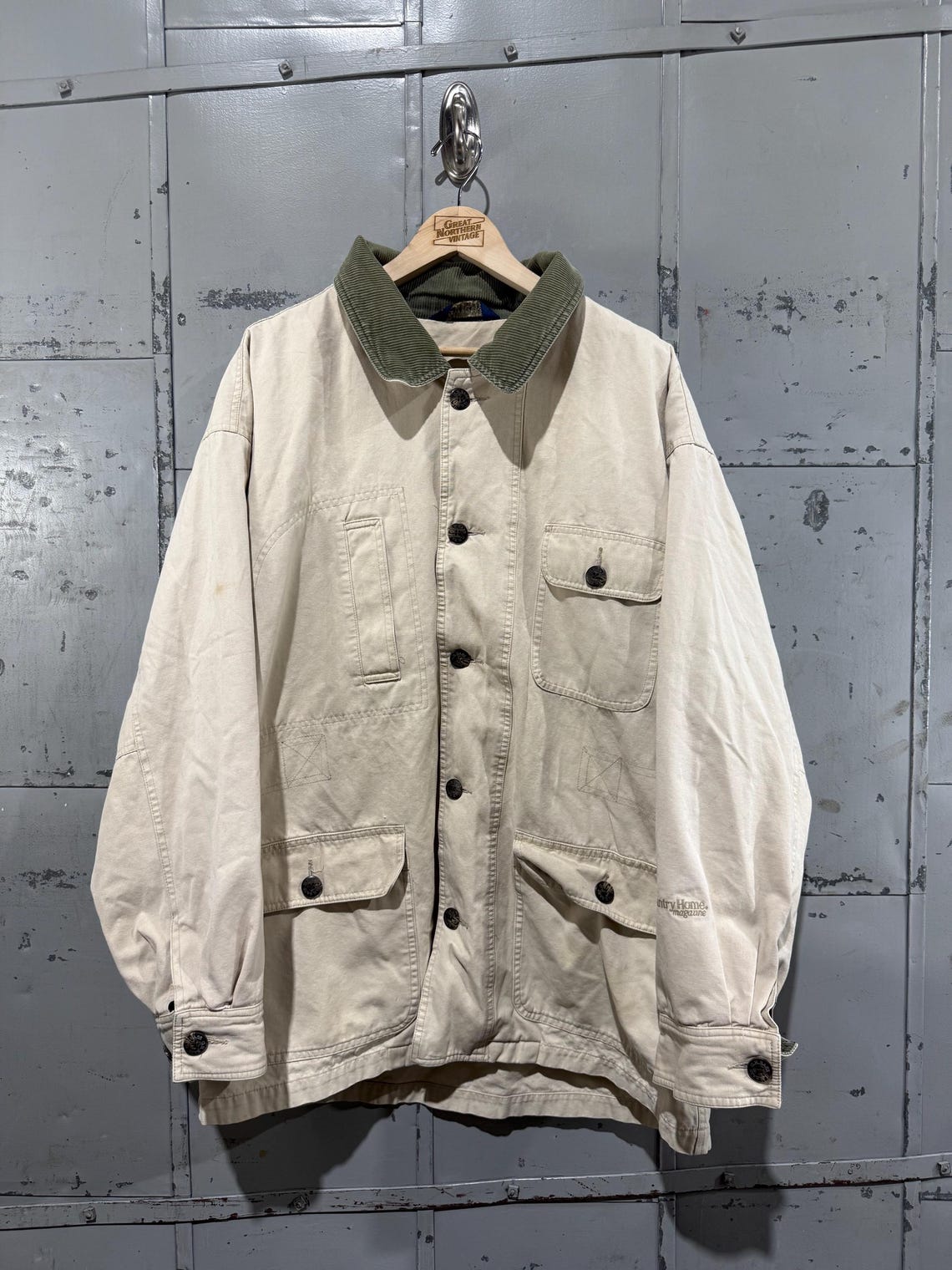 Vintage Chore Jacket Coat Barn Corduroy Collar Beige - Etsy