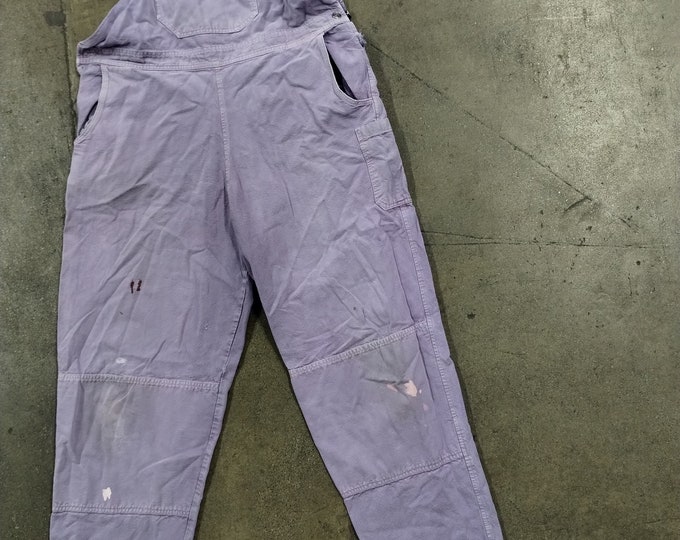 38x32.5 90's Garden Gear Paint Splattered Gray Overalls 1990s Boro Blue ...