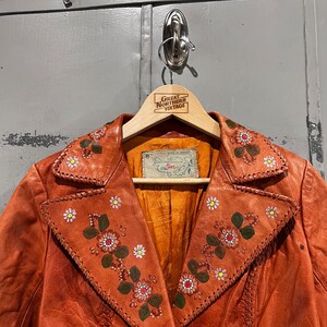 1960's Char Leather Jacket Hand Painted Floral Designs - Etsy