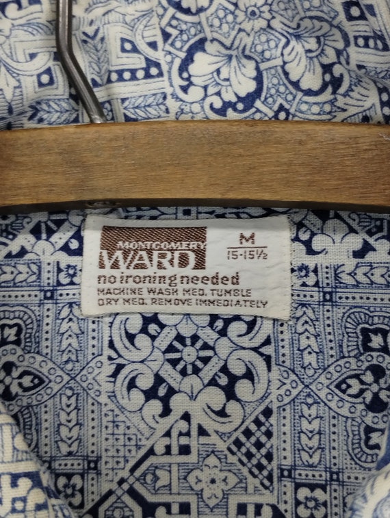 M 70s Montgomery Ward Bandana Pattern Dress Shirt Sho… - Gem