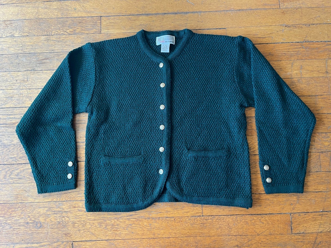 Vintage Evergreen Wool-blend Button-up Cardigan Sweater by Milano ...