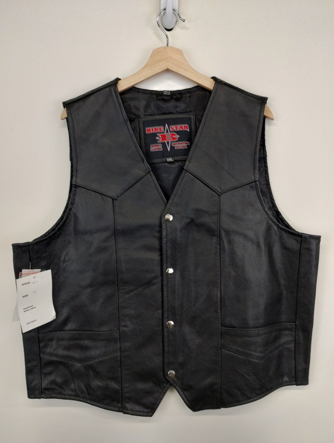 XXL 80s Bike Star Leather Black Vest 1990s 1980s Xx-large - Etsy