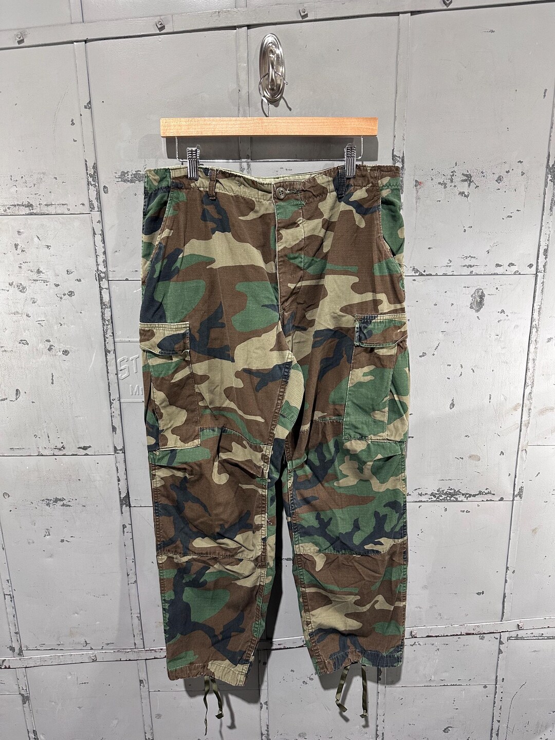 35x29.5 90s US Army Woodland Camouflage Cargo Pants Small Short Combat ...