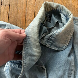 90s Denim Chore Jacket Toggle Buttons Light Wash Jean Elco by Uzzi Fireman Style Long Coat - Etsy