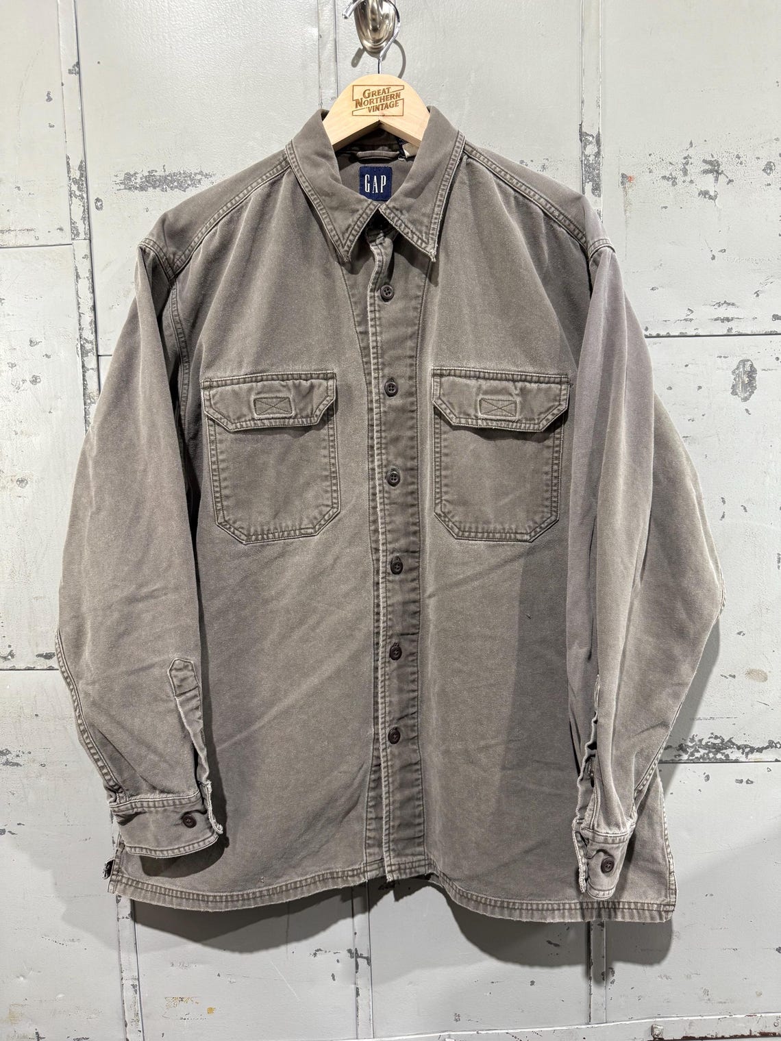 Vintage Gap Button up Shirt Two Pockets Velcro Design Gorp Style Faded ...