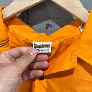 Vintage 70s Orange Chainstitch Bowling Shirt With Embroidered Name Rog ...