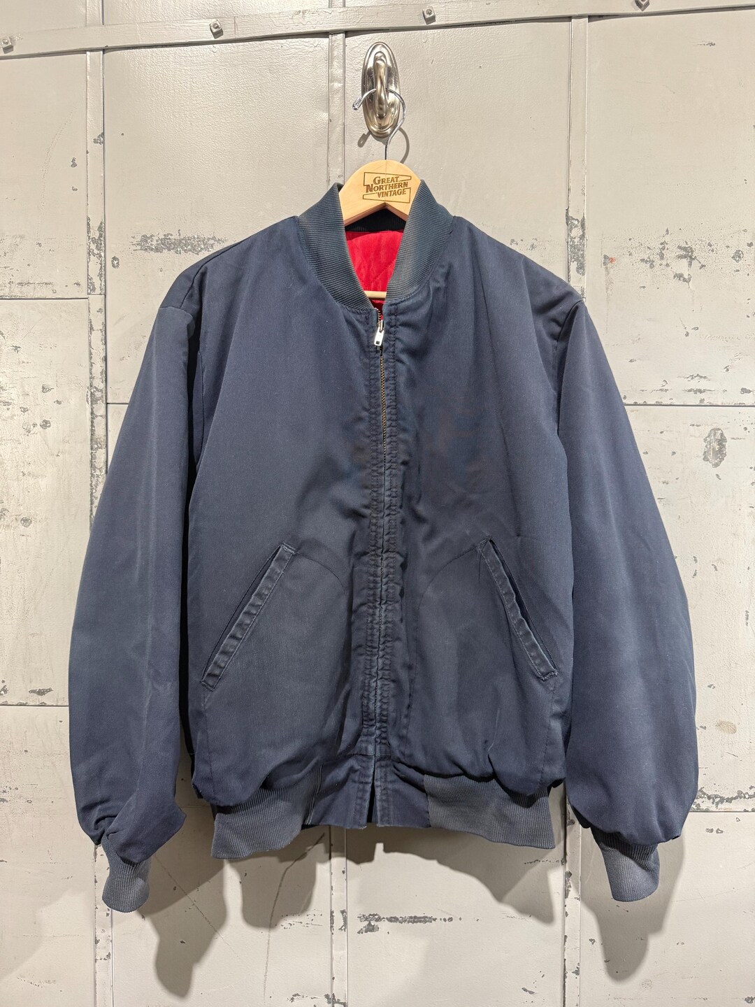Vintage Cropped Work Jacket Quilted Bomber Style D Pockets Faded ...