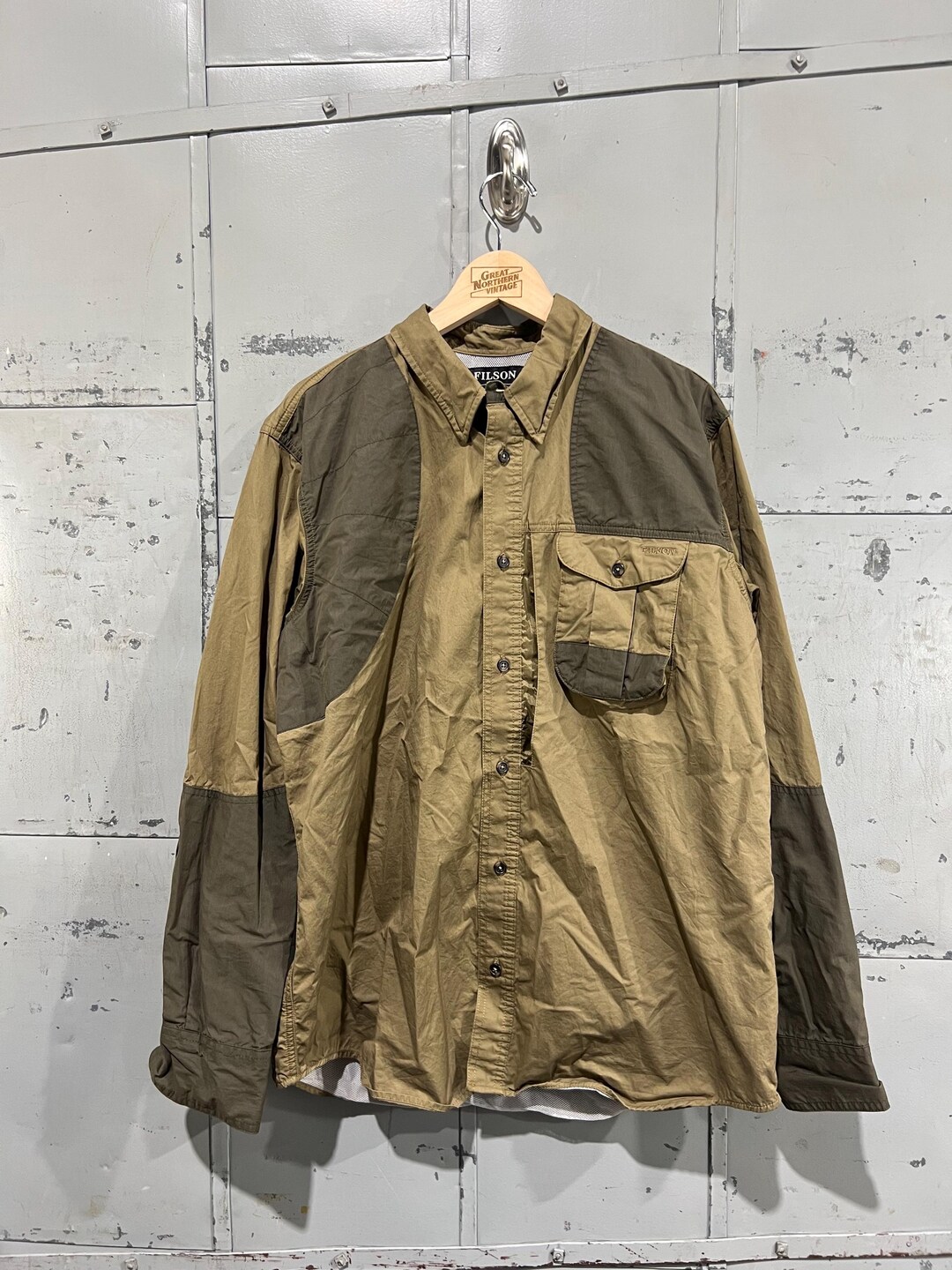 Cc Filson Padded Shoulder Hunting Shooting Button up Shirt Light Brown ...