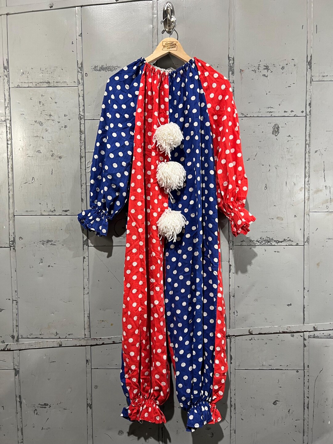 M/L 80s Vintage Halloween Costume, Homemade Cotton Circus Clown ...