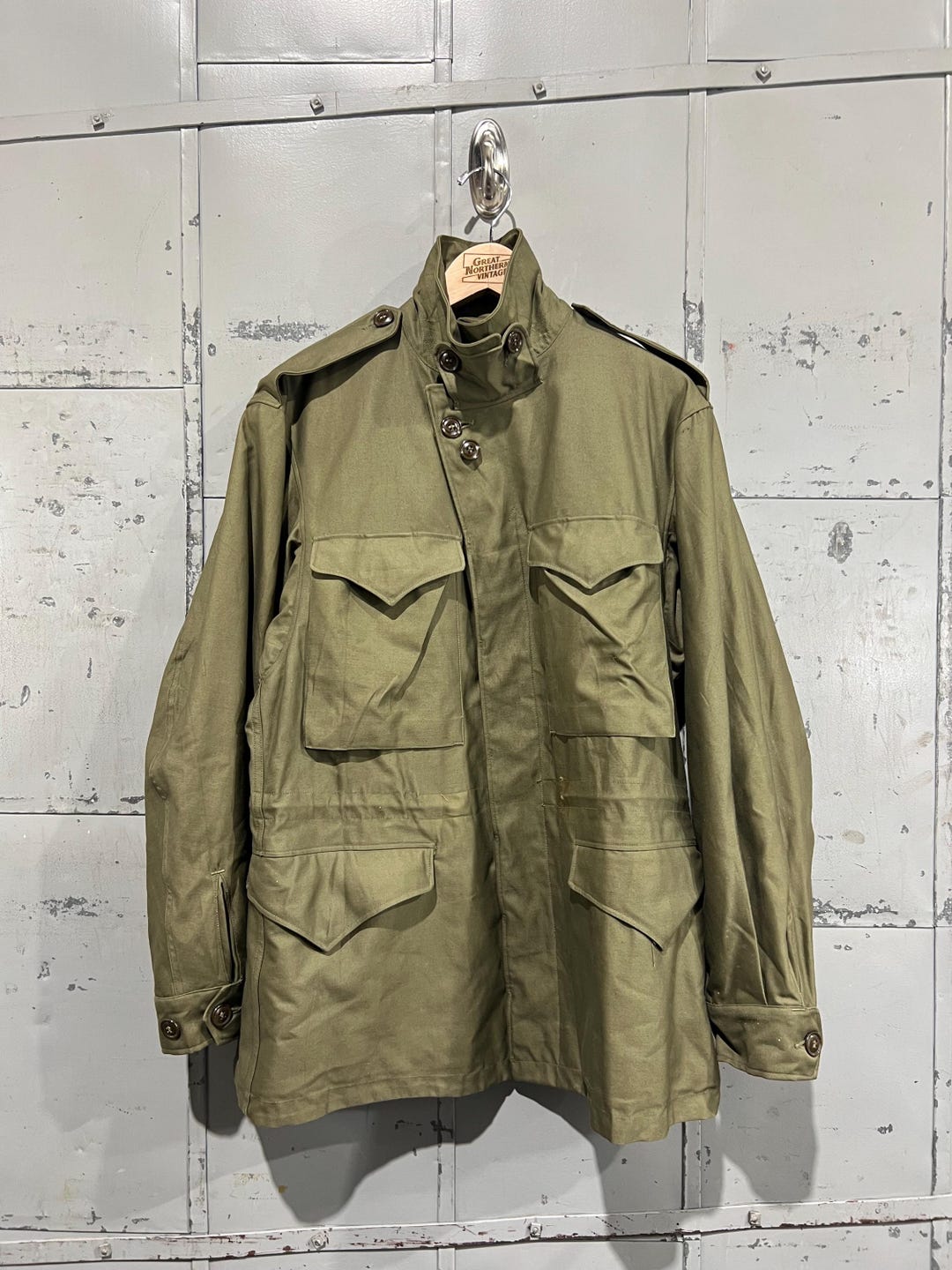 M41 Deadstock 1943 WW2 Field Jacket Og 107 Sateen Cotton Olive Green ...