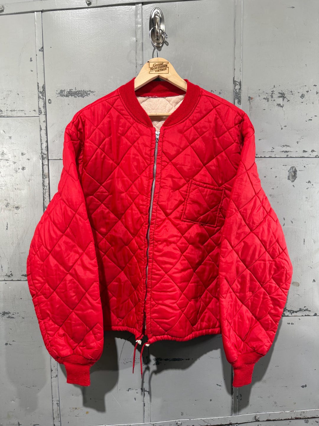 Vintage 60’s Red Quilted Bomber Jacket by Samco Thermal Twins - Etsy