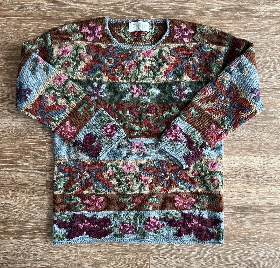 Petite Sophisticate Floral Cottage Core Wool Sweater Flowers - Etsy