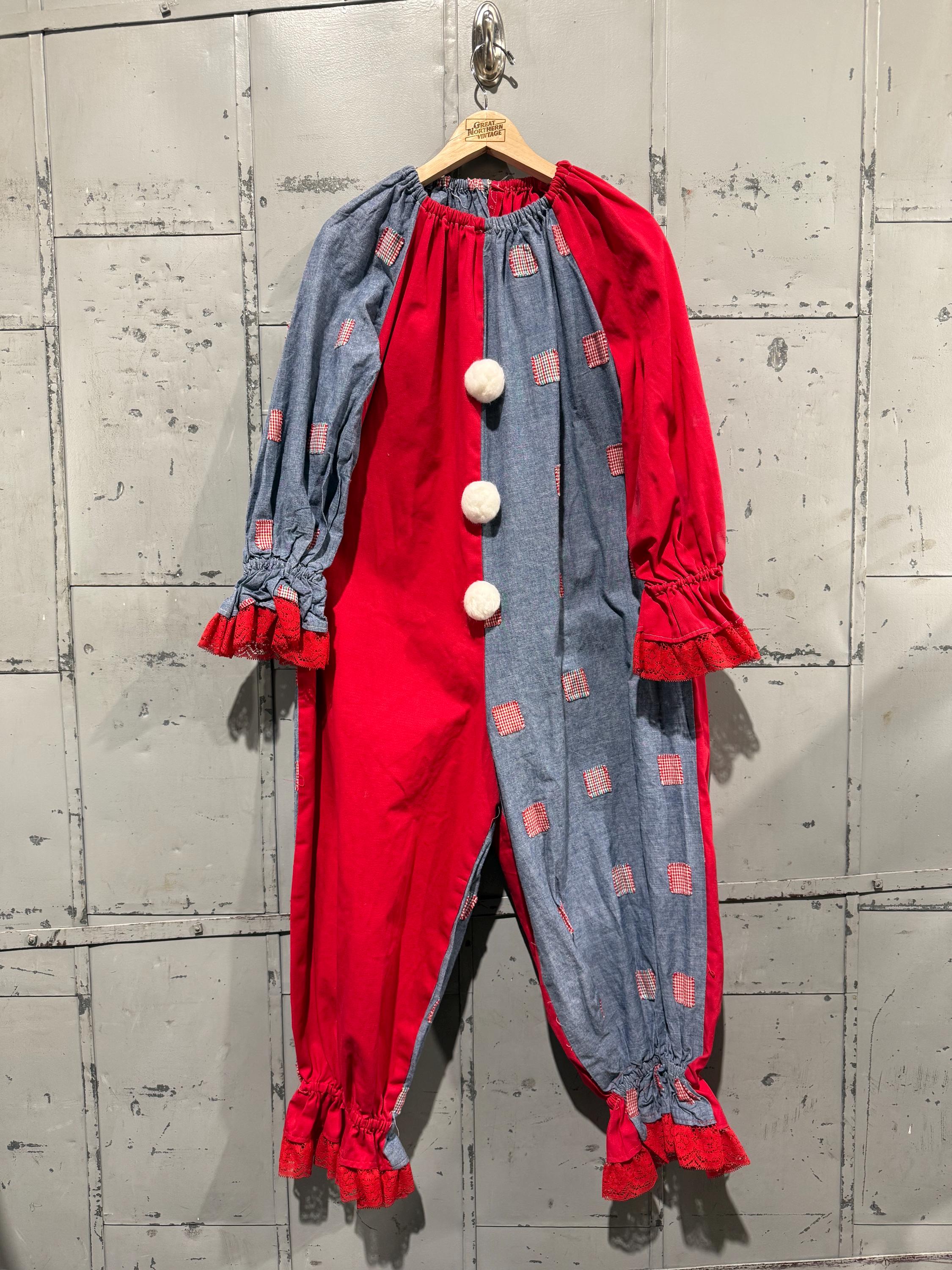 80s Vintage Circus Clown Jumpsuit Handmade Cotton Patchwork Lace ...